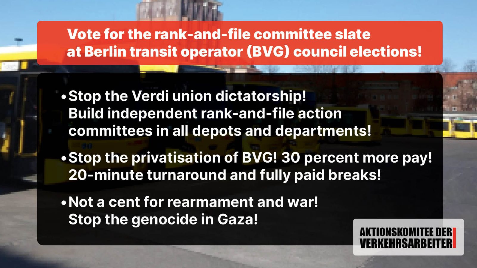 Vote for rank-and-file committee slate in Berlin transit BVG staff ...