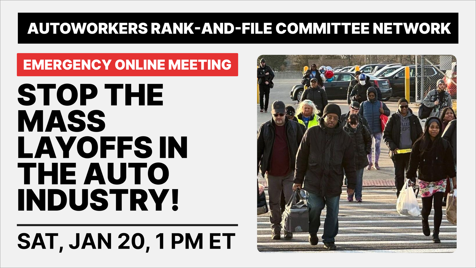 Emergency online meeting: Stop the mass layoffs in the auto industry ...