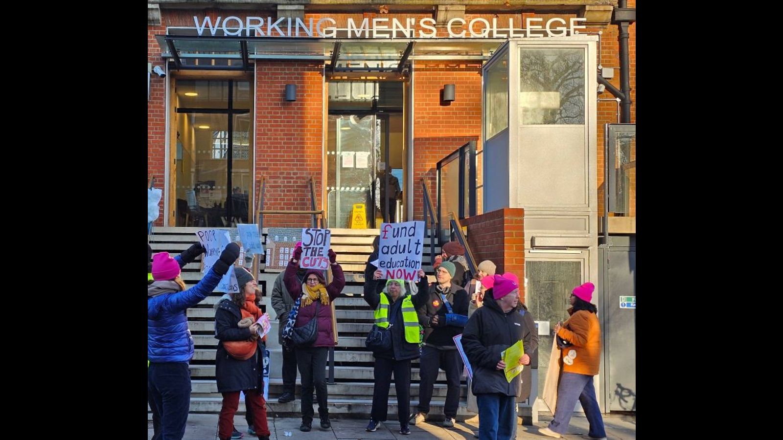 Striking Further Education workers speak from the picket line at London ...