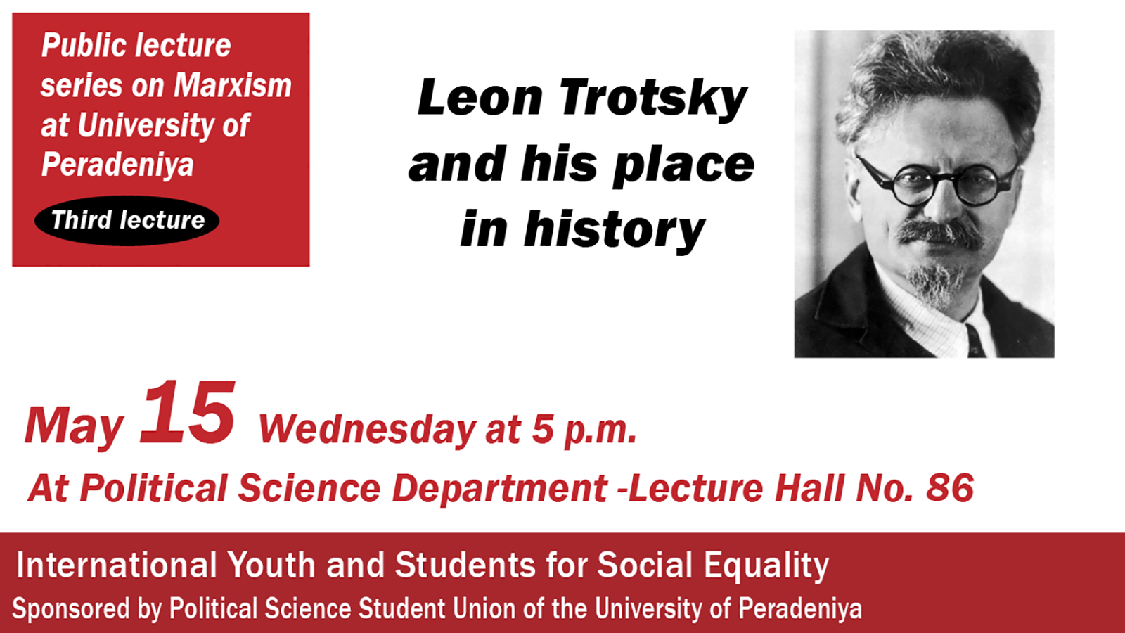 Sri Lankan IYSSE to hold public lecture on “Leon Trotsky and his place in history” at Peradeniya ...